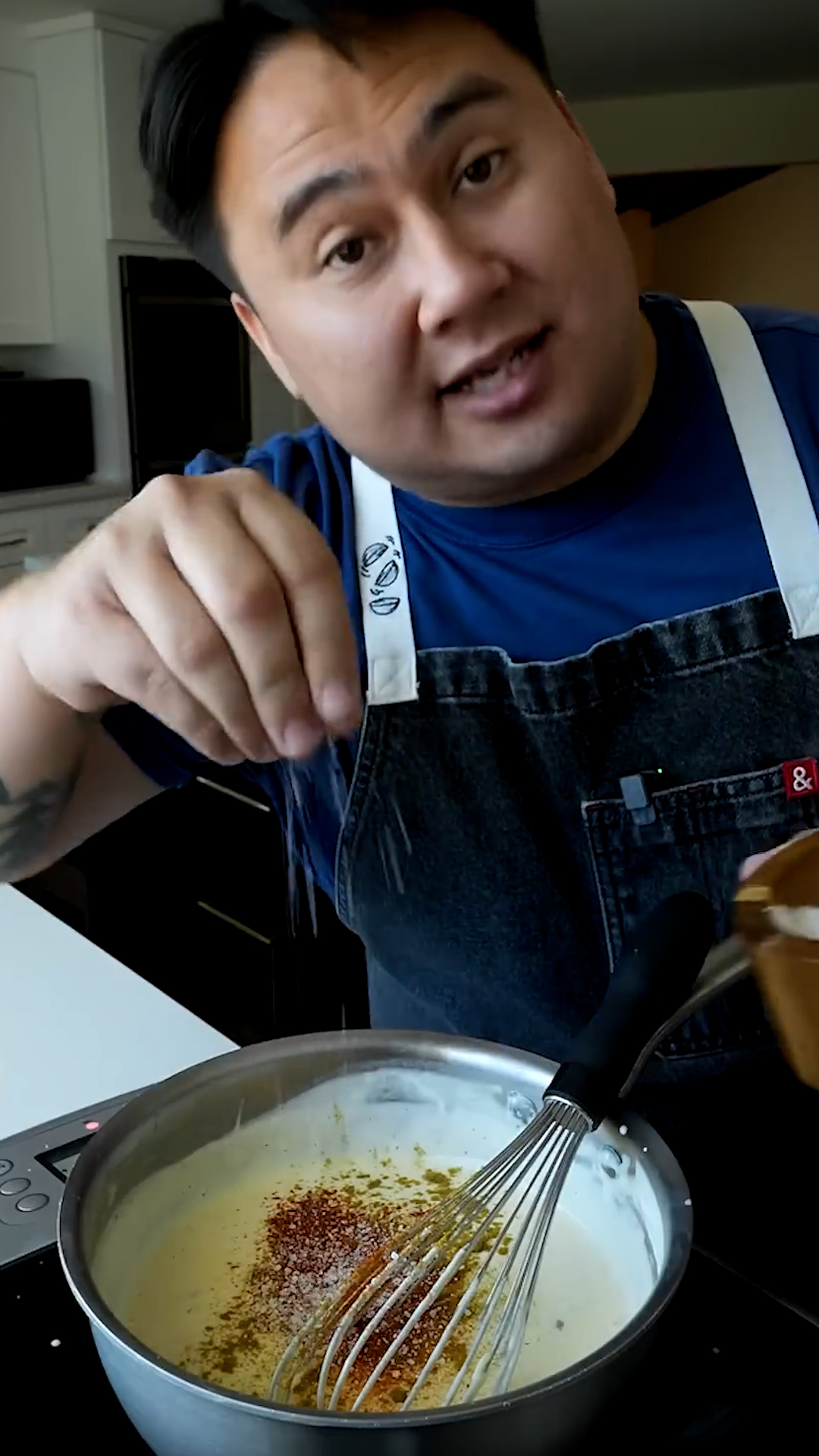 Making delicious butter chicken with fragrant orange rice and green ...