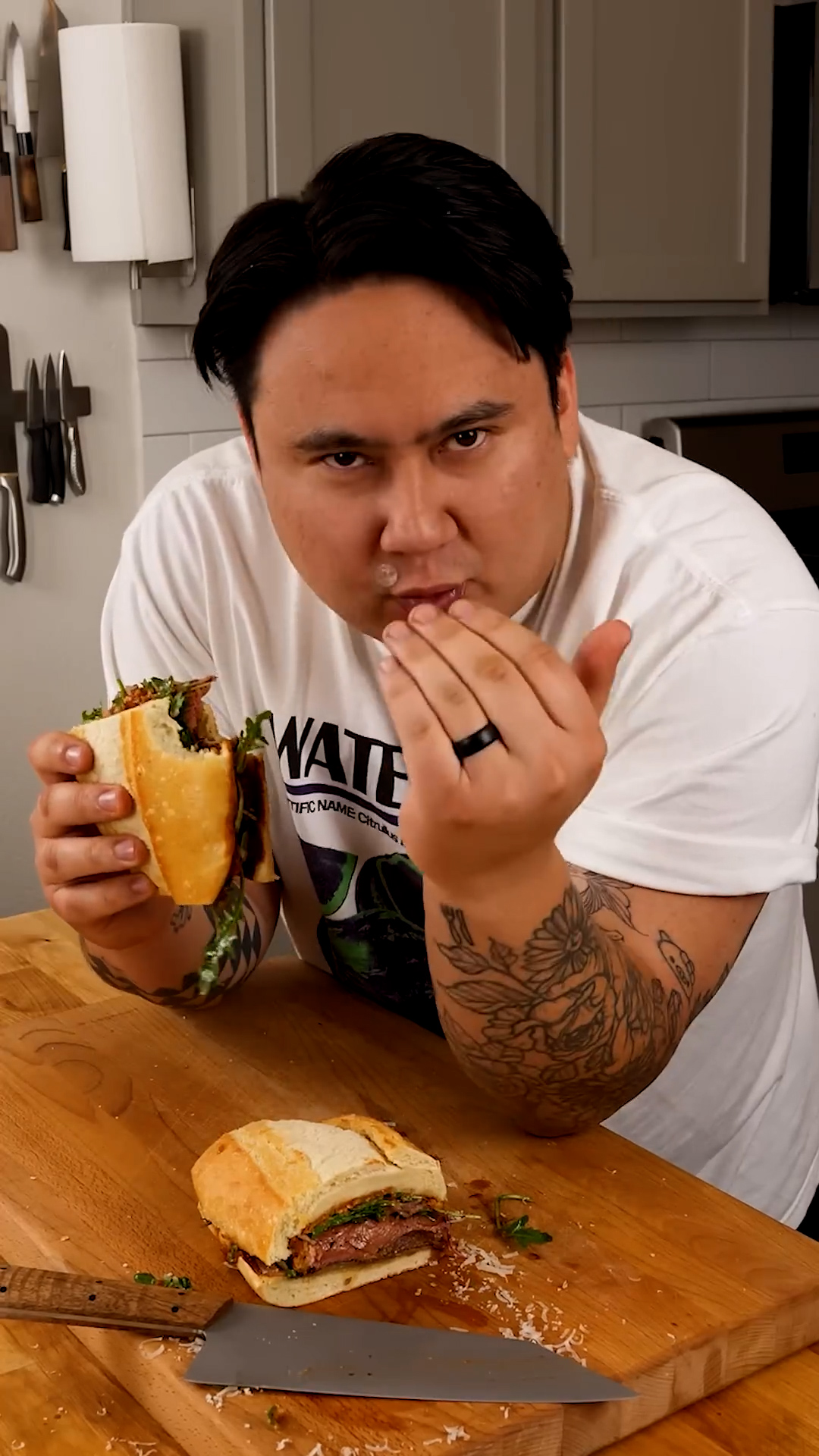 Handing my husband the tiniest pizza ever to see his confused reaction ...